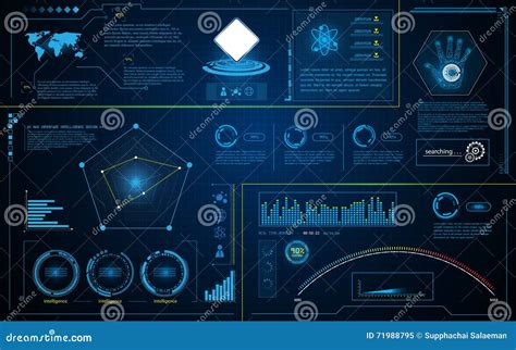 Abstract Hud Interface Intelligence Technology Innovation System Working Concept Stock Vector