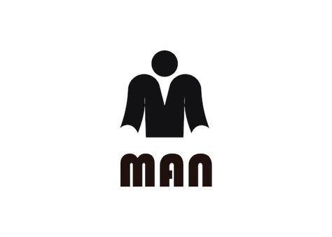 남자 사람들 로고 아이콘 문자 M 초기 글꼴 개념 프리미엄 벡터