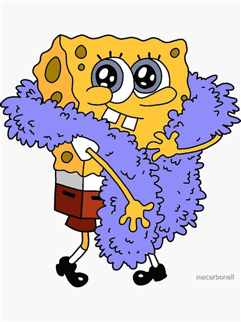 Fancy Spongebob Sticker For Sale By Macarbonell Redbubble