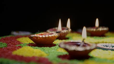 Clay Diya Lamps Lit During Diwali Celebration Diwali Or Deepavali Is