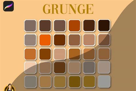 Grunge Procreate Color Palette 30 Swatches Brush Galaxy