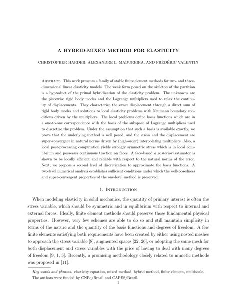 Pdf A Hybrid Mixed Method For Elasticity