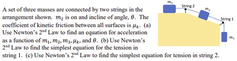 Solved A Set Of Three Masses Are Connected By Two Strings In