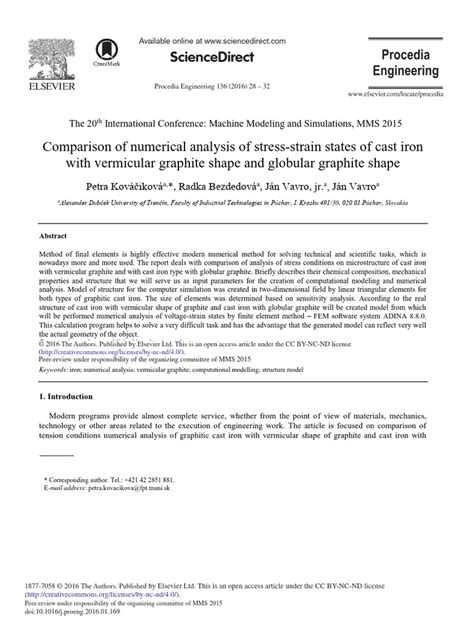 Comparison Of Numerical Analysis Of Stress Strain States Of Cast Iron