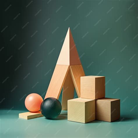 3차원 기하학적 모양으로 만든 추상 미술 Ai 생성 이미지