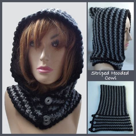 Striped Hooded Cowl FREE Crochet Pattern