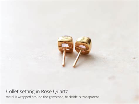 Rose Quartz Stud Earrings Birthstone Earrings Minimalist Earring
