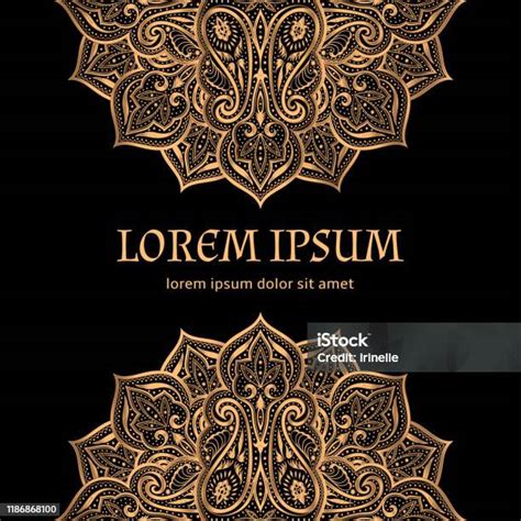 럭셔리 골드 블랙 프레임 벡터입니다 이슬람 페이즐리 만다라 로얄 패턴 라마단 카드에 대한 모로코 디자인 0명에 대한 스톡 벡터 아트 및 기타 이미지 Istock