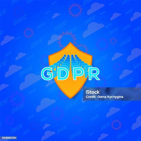 Gdpr일반 데이터 보호 규정 Gdpr 준수 기호입니다 파란색 배경 벡터 일러스트입니다 공학에 대한 스톡 벡터 아트 및 기타
