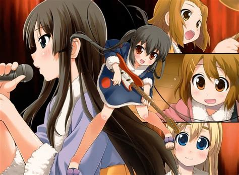 Akiyama Mio Barefoot Black Hair Blue Eyes Blush Chibi Hirasawa Yui