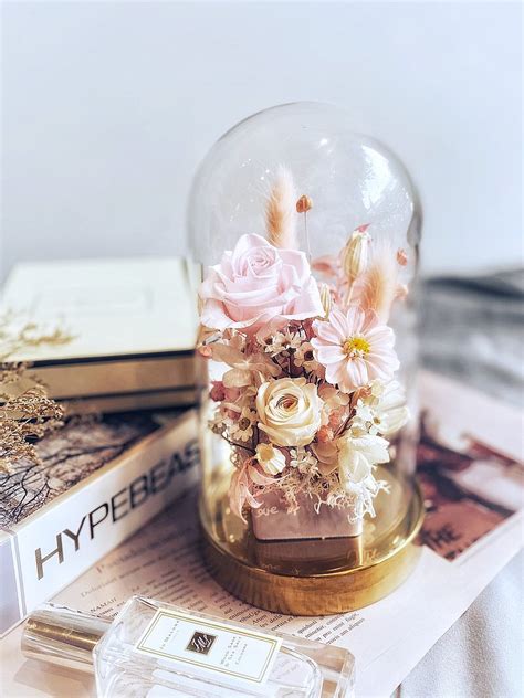 永生玫瑰玻璃鐘罩 紀念日 情人節禮物 生日禮物 日常好事花寓｜乾燥花永生花人氣榜 Pinkoi