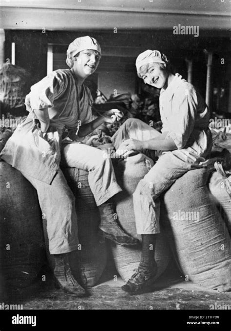 Industry During The First World War Flour Mill Two Female Workers Sit