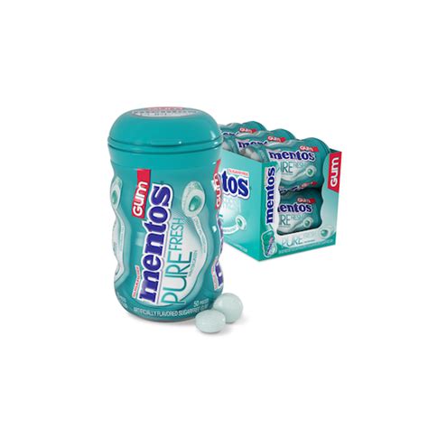 Mentos Gum Curvy Bottle Wintergreen 50 Piece 6 Per Box 6 Per Case