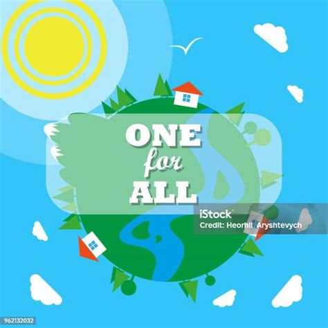 Berwarna Sederhana Ilustrasi Kartun Datar Planet Bumi Ilustrasi Stok