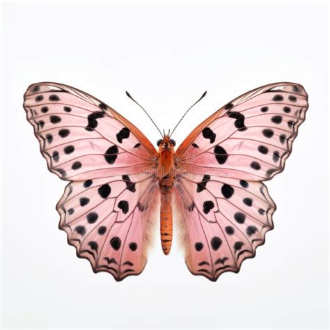 Pink Butterfly With White Spots On White Background Stock Illustration
