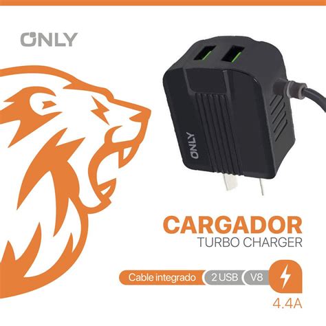 Cargador 220v Only Mod06 2 Usb C Cable V8 Negro Only Formosa