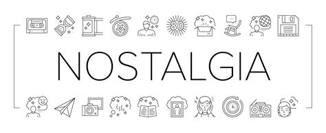 conjunto de iconos de colección de nostalgia y memoria vector 19578996