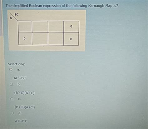 Solved The Simplified Boolean Expression Of The Following