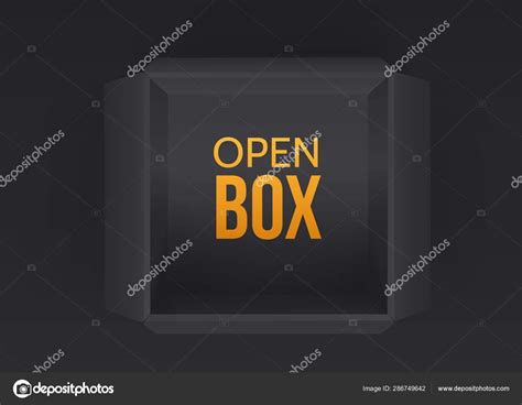 Black Empty Open Box Isolated On Black Background Top View Template