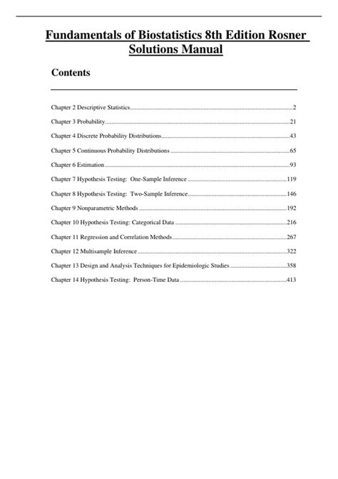 Solution Manual For Fundamentals Of Biostatistics 8th Edition Rosner 2016 All Chapters Graded