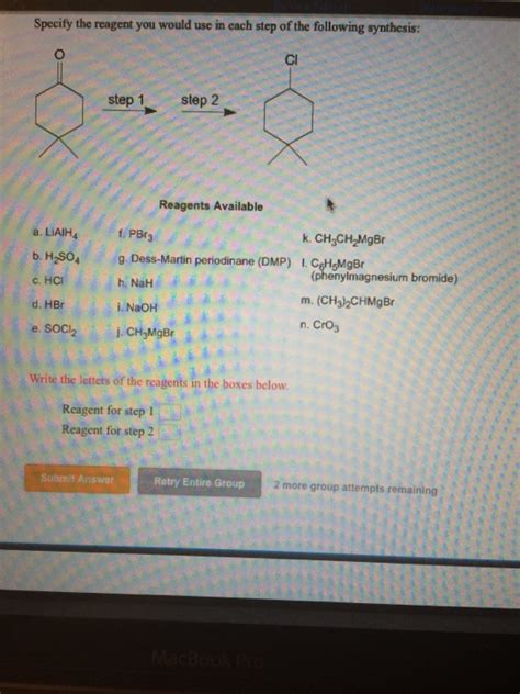 Solved Specify the reagent you would use in each step of the | Chegg.com