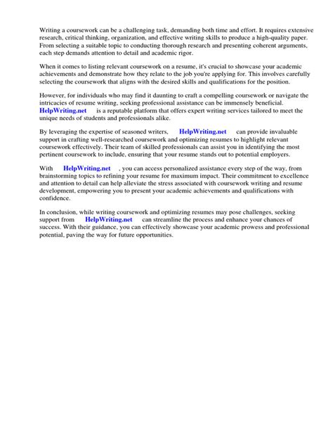 How To List Relevant Coursework On A Resume Sample Pdf Résumé