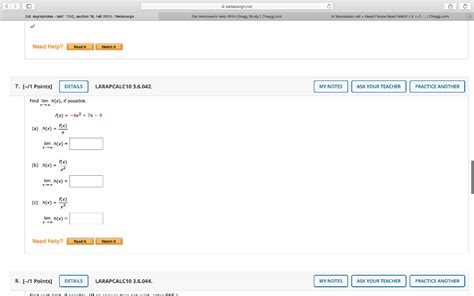 Solved Webassign Net 3 6 Asymptotes MAT 1250 Section 18 Chegg
