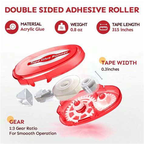 Double Sided Tape Roller 8mm X 315 Inch Permanent Adhesive Scrapbook