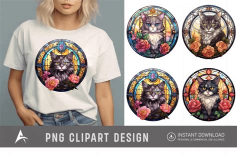 Stained Glass Gothic Cat Png Clipart Des Graphic By Allisonsuns