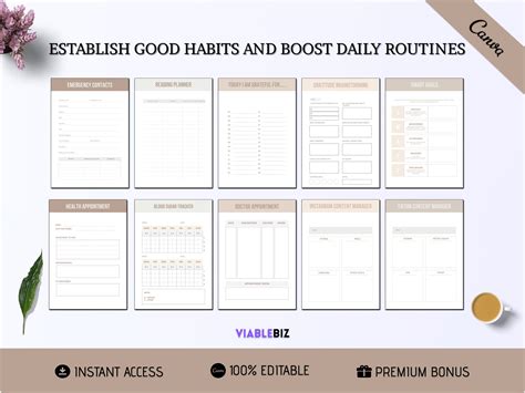 Productivity Planner Printable Personal Planner Habit Tracker Daily Planner Simple Task