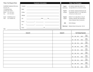 Fillable Online Water Form Litchfield Analytical Services Fax Email
