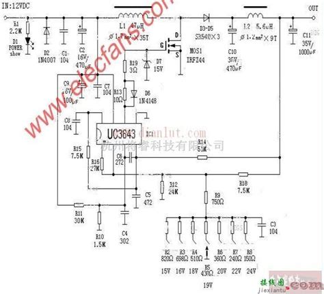 电源电路中的12v转24V15V16V18V20V22V可调升压的电路图 接线图网