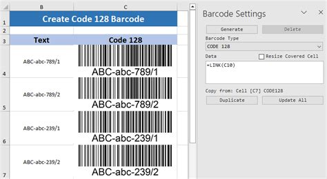 Code 128 Barcode Generator Excel Add In Free Download How To Generate