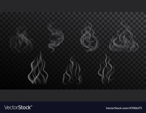 Set Of Realistic Hot Steam Isolated Royalty Free Vector