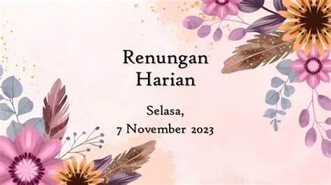 Renungan Harian Katolik 7 November 2023 Bacaan Injil