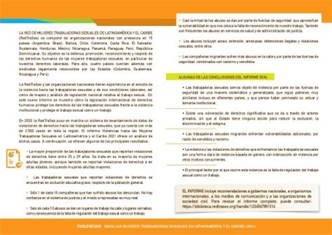 Violencias Hacia Las Mujeres Trabajadoras Sexuales En Latinoamérica Y