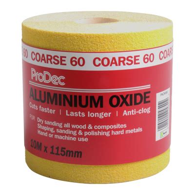 Prodec Yellow Aluminium Oxide 10m Roll 60 Grit Coarse Grade Rodo