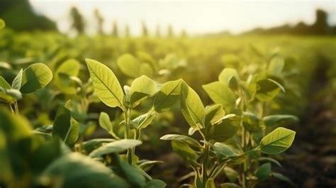 Premium Ai Image Soybean Field Plantation Generative Ai