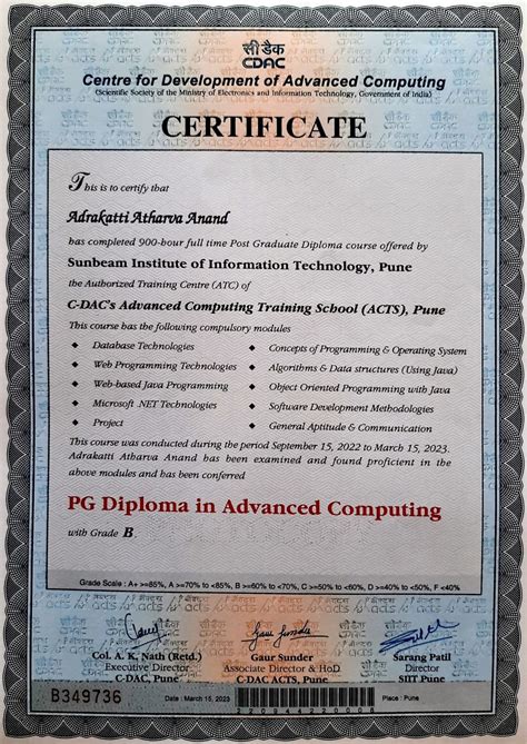 atharva adrakatti on linkedin cdac sunbeam certificate proud
