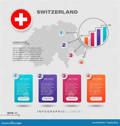 Infographic For Switzerland Detailed Map Of Switzerland With Flag