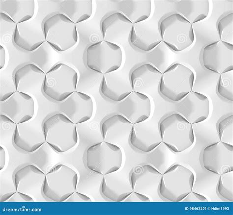 White Abstract Hexagonal Geometric Pattern Origami Paper Style 3d Rendering Seamless Texture