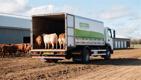 A Truck Transporting Cows Showcasing Rural Livestock Farming Premium