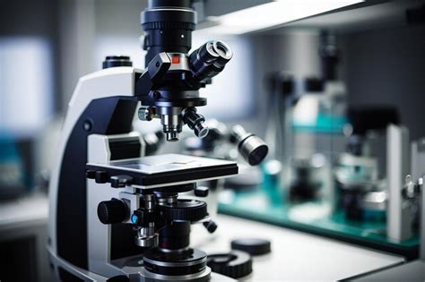 Premium Ai Image Closeup Shot Of Microscope With Metal Lens At Laboratory