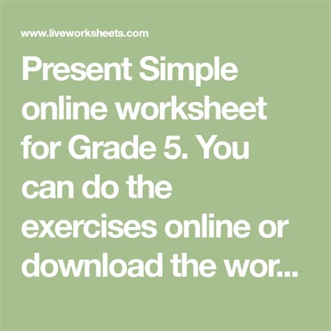 Present Simple Worksheet For Grade 5