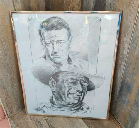 John Wayne Lithograph Drawing Sketch Poster Country Western Signed By