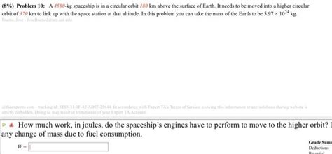 Solved 8 Problem 10 A4500 Kg Spaceship Is In A Circular