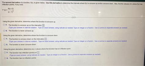 solved the second dertivative of a function f x is given