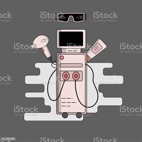벡터 평면 그림 사진 전기 레이저 머리 제거를 위한 장비 다이오드 레이저 사파이어 팁 절차에 대 한 액세서리 개체 그룹에 대한