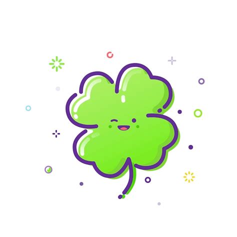Premium Vector Cute Illustration Of A Happy Clover Leaf Outline Illustration Clover Wishes
