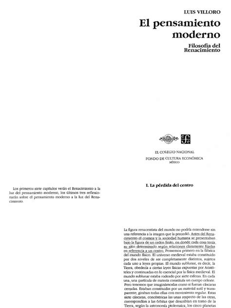 2 Villoro El Pensamiento Moderno Pdf Renacimiento